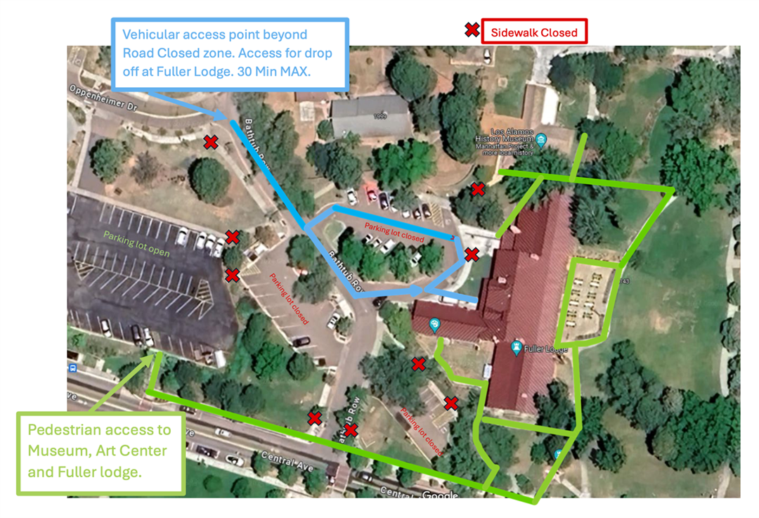 Fuller Lodge parking during Bathtub Row Reconstruction project Los ...